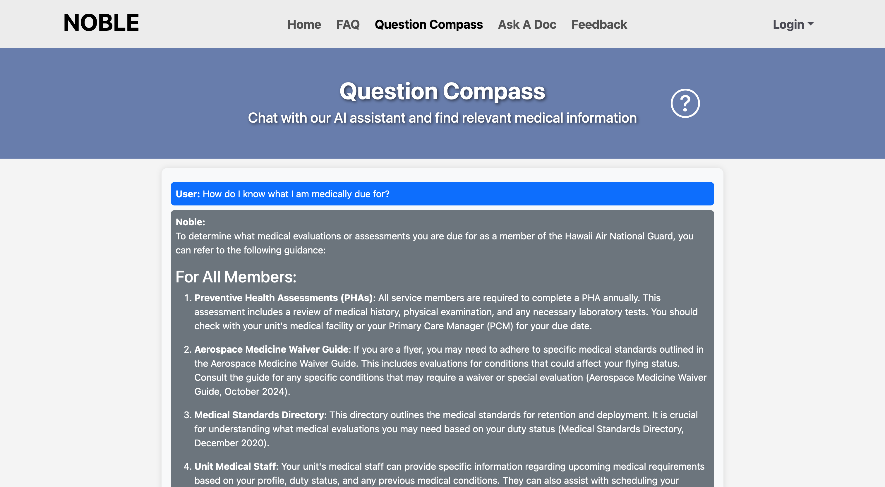 Noble | An app for efficient and anonymousaccess of medical processes within the Hawaii Air ...